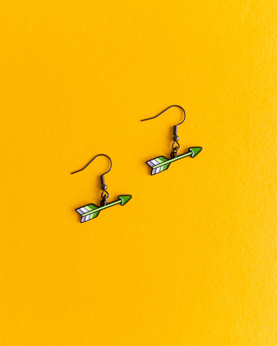 Aromantic Arrow (aro arrow) Dangle & Clip On Earrings LGBTQ+ – Heckin ...