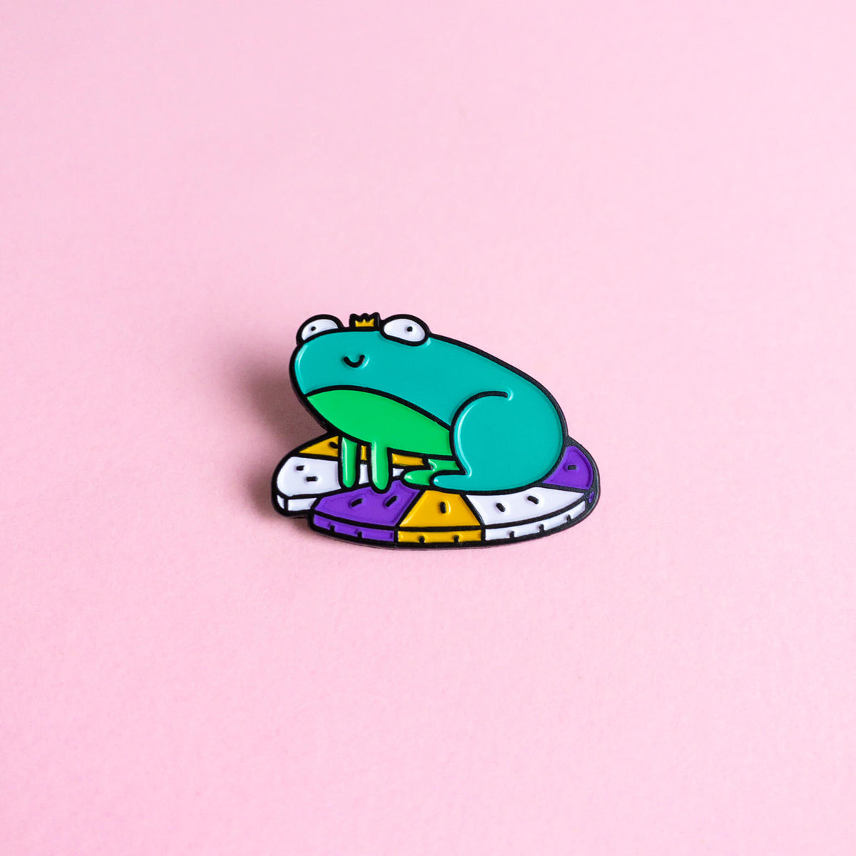 Frog non-binary (enby) pride enamel pin – Heckin' Unicorn